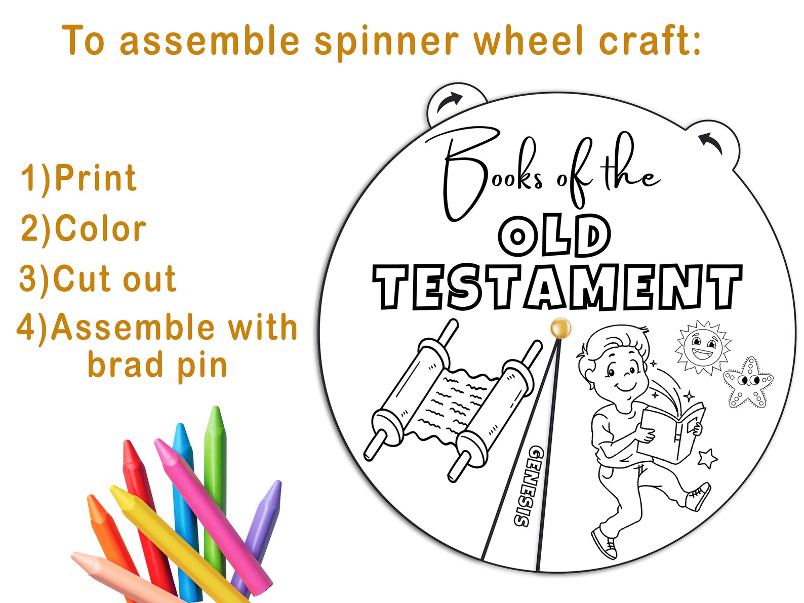 Books of the Bible, Old Testament Coloring Wheel, Printable Bible ...