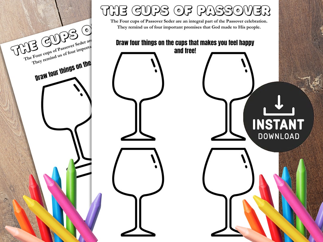 Passover Activity for Kids: 4 Cups Coloring Page (digital Download) - Etsy