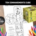 Ten Commandments Cube, Printable Bible Activity, Watercolor, Kids Bible ...