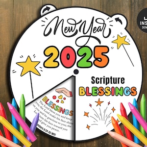 New Year 2024 Blessing Coloring Wheel, Bible Activity, Kids Bible ...
