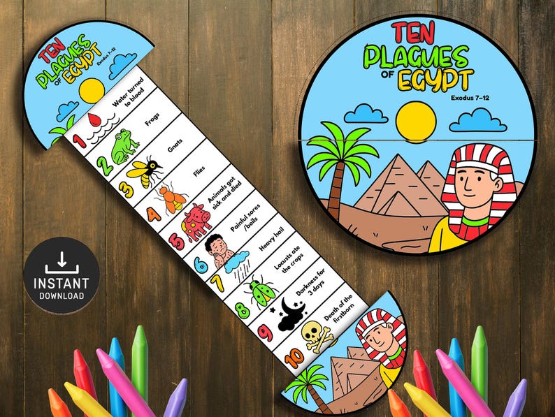 Ten Plagues of Egypt Folding Surprise Bible Story Craft, Bible Lesson ...