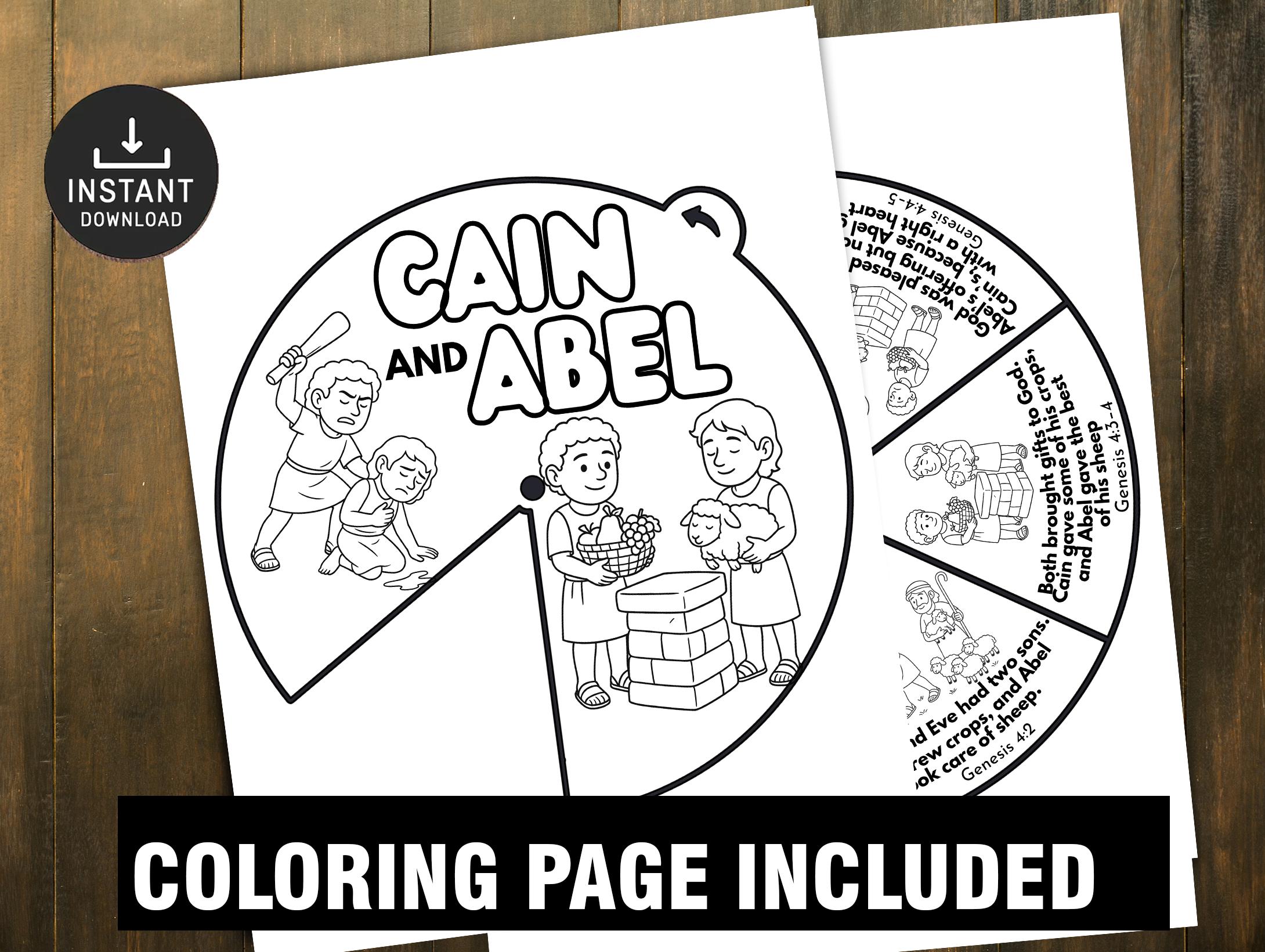 Cain and Abel Coloring Wheel, Bible Lesson Kids, Bible Lesson, Memory ...