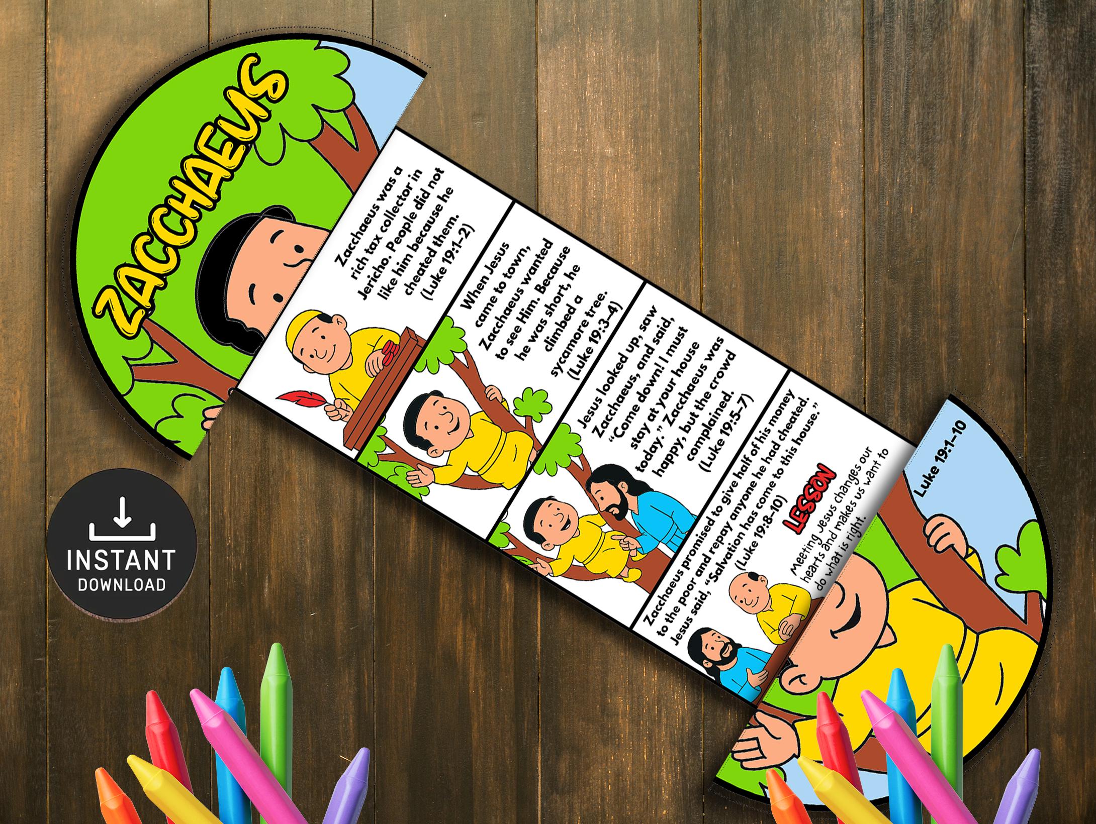 Zacchaeus Folding Surprise Bible Story Craft, Bible Lesson, Jesus and ...
