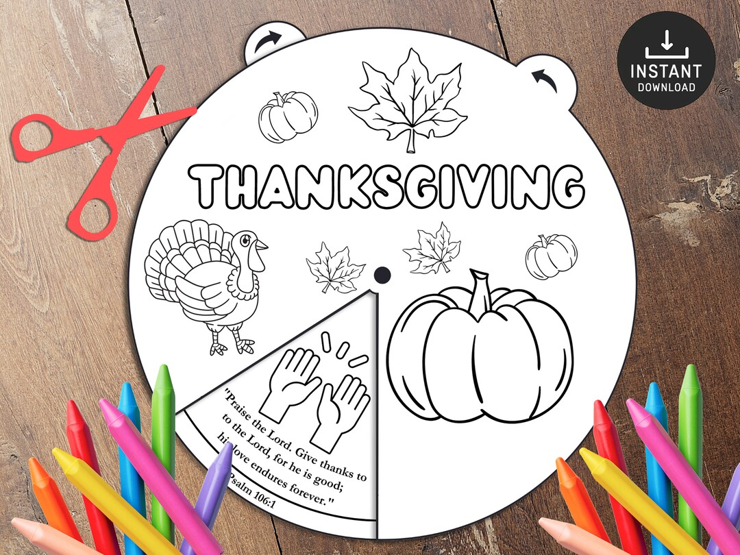Thanksgiving Coloring Wheel, Bible Activity, Kids Bible Lesson, Memory ...