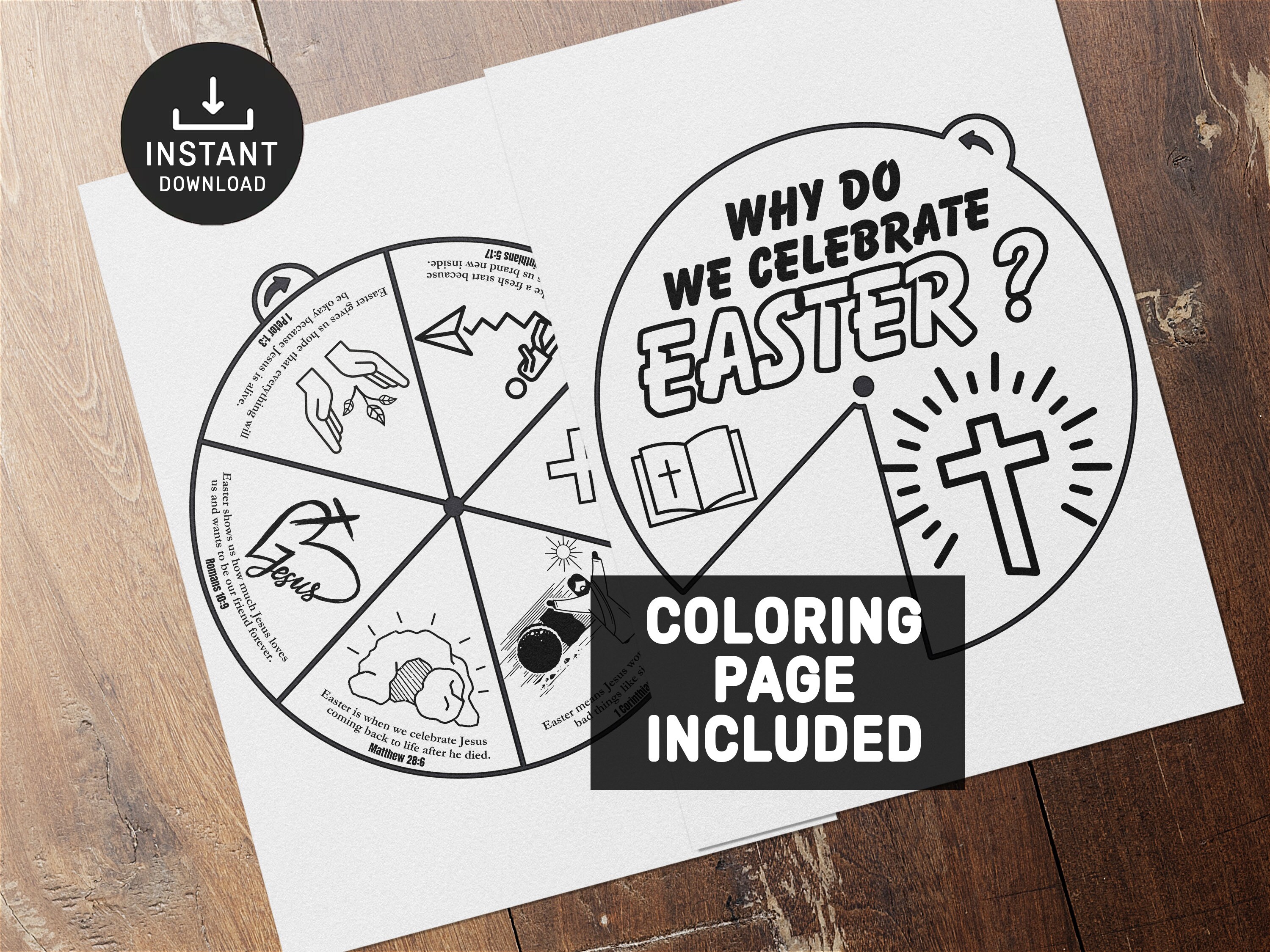 Easter Coloring Wheel, Easter Bible Lesson, Sunday School Craft, Holy ...