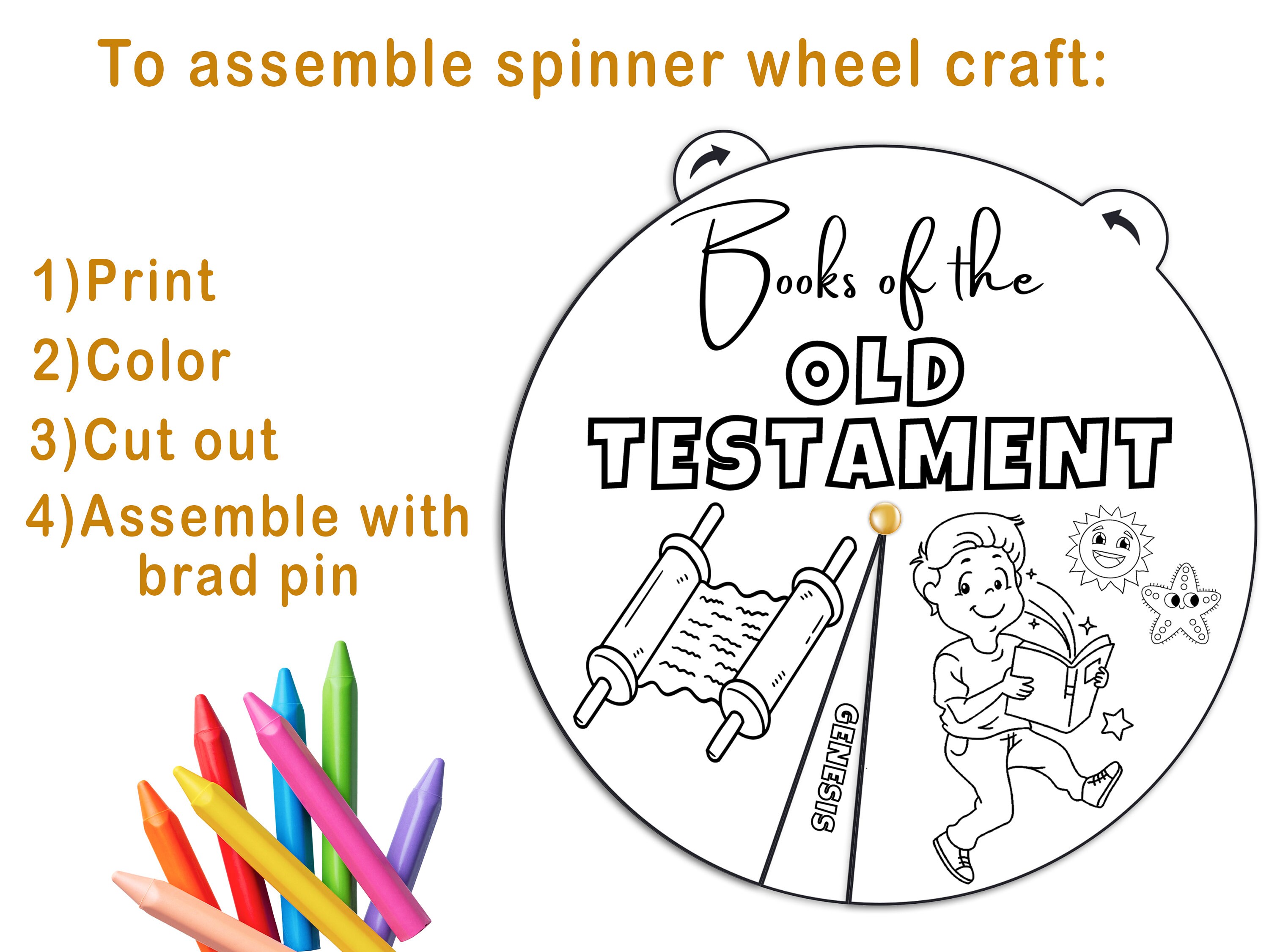 Books of the Bible, Old & New Testament Coloring Wheel, Printable Bible ...