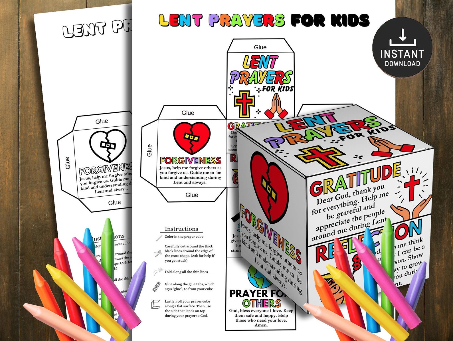 Lent Prayer Coloring Cube, Lent Activity for Kids, Ash Wednesday Bible ...