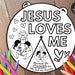 Jesus Loves Me Coloring Wheel, Printable Bible Activity, Watercolor ...