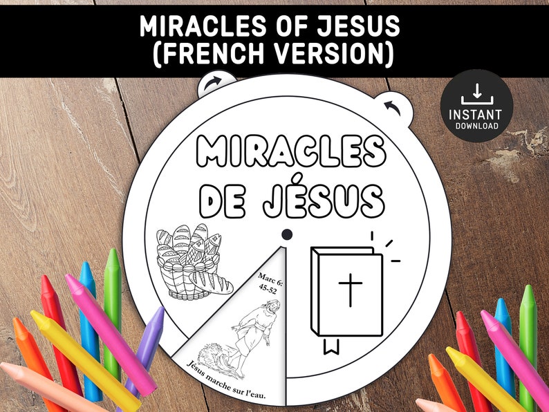 Miracles of Jesus Coloring Wheel, Printable Bible Verse Activity ...