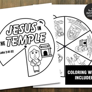 Jesus in the Temple Coloring Wheel, Luke 2, Bible Story, Kids Bible ...
