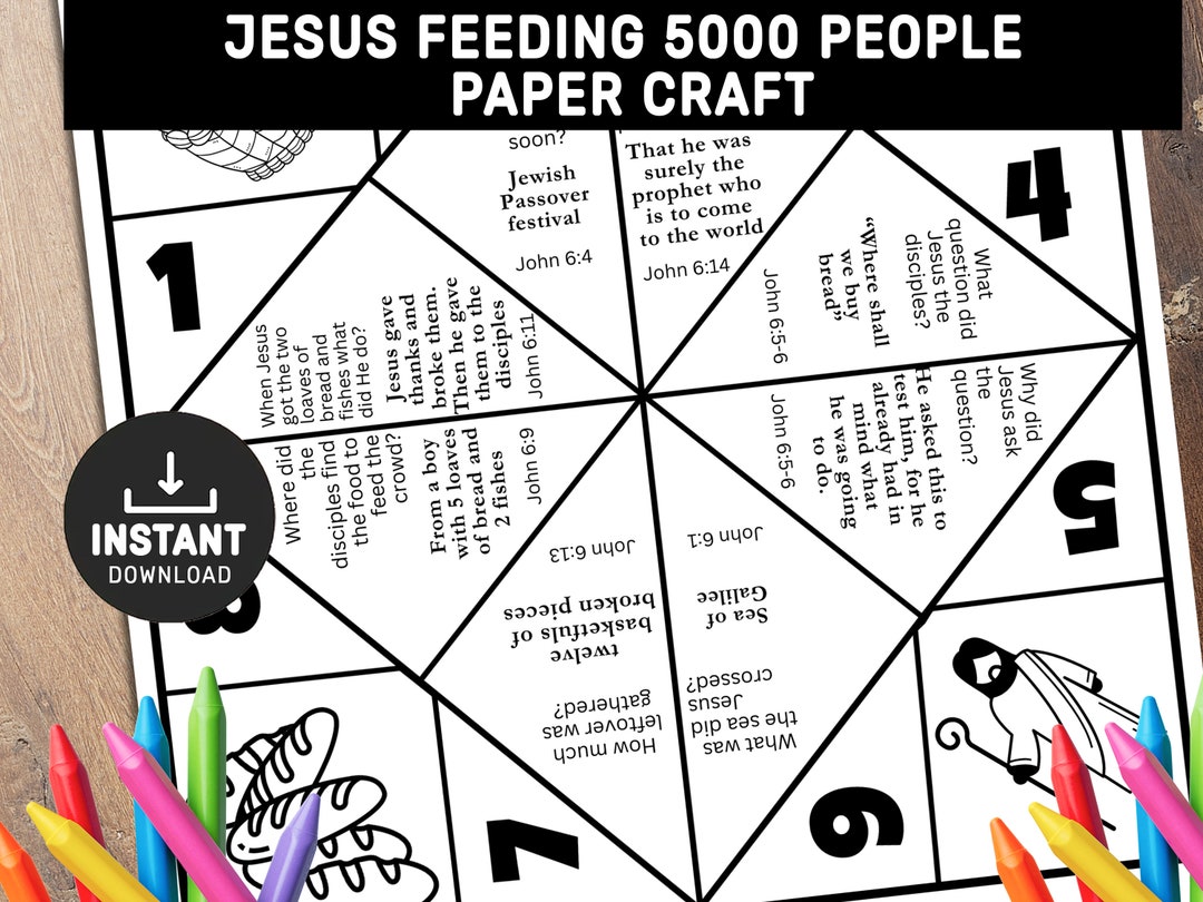Jesus Feeding Five Thousand People Paper Craft, Fortune Teller, Cootie ...