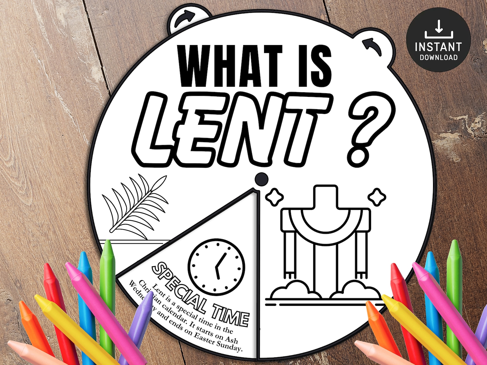 Lent Coloring Wheel, Lent Activity for Kids, Ash Wednesday Bible Study ...