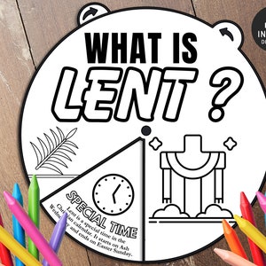 Lent Coloring Wheel, Lent Activity for Kids, Ash Wednesday Bible Study ...