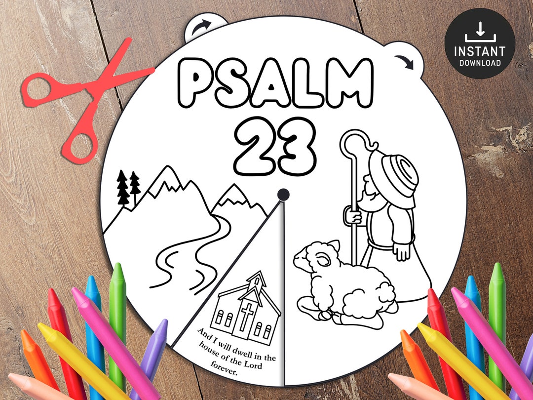 Psalm 23 Coloring Wheel, Printable Bible Activity, Watercolor, Kids ...