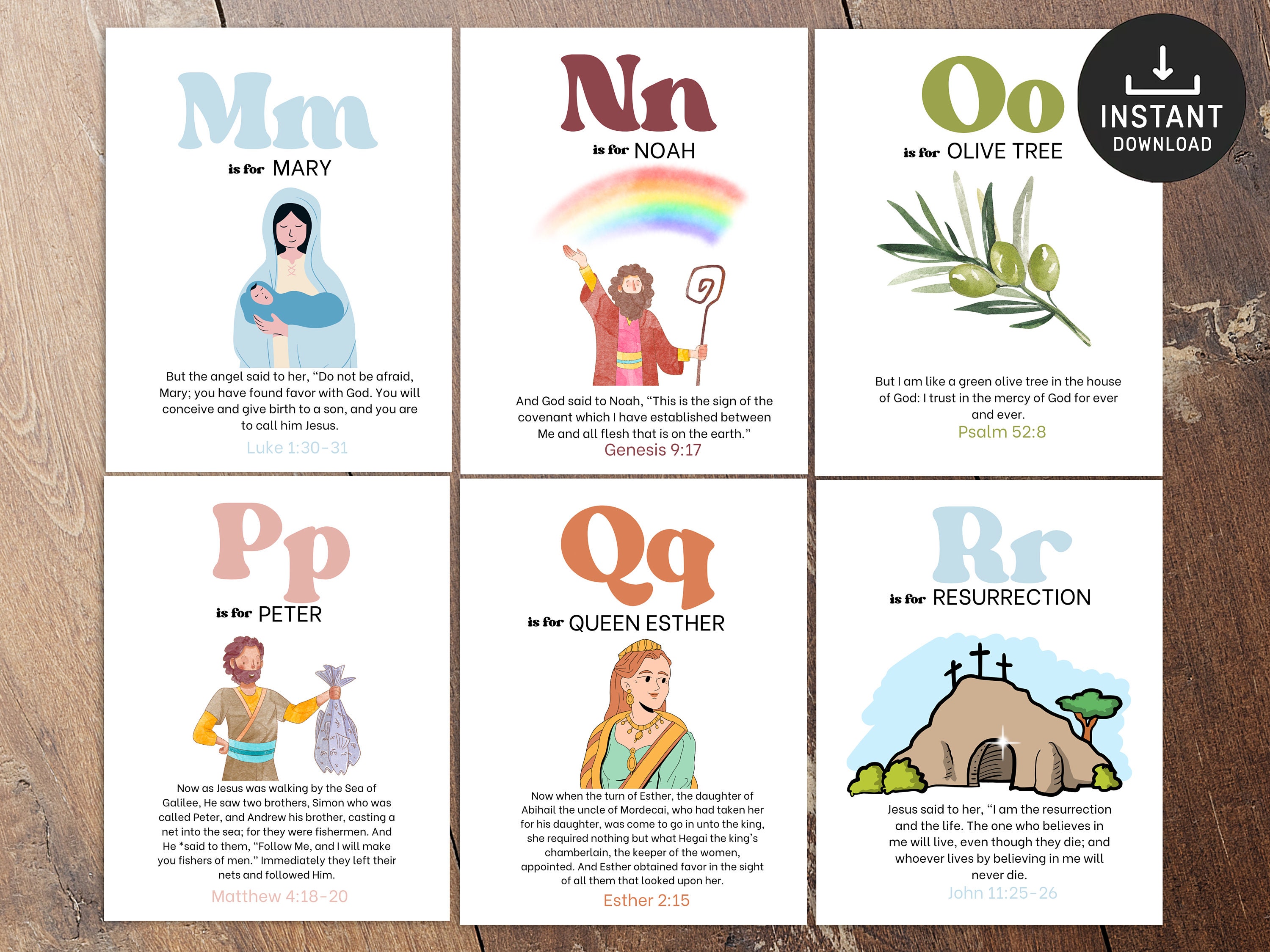 ABC Scripture Cards Flash Cards Memorization Bible Verses Alphabet Card ...