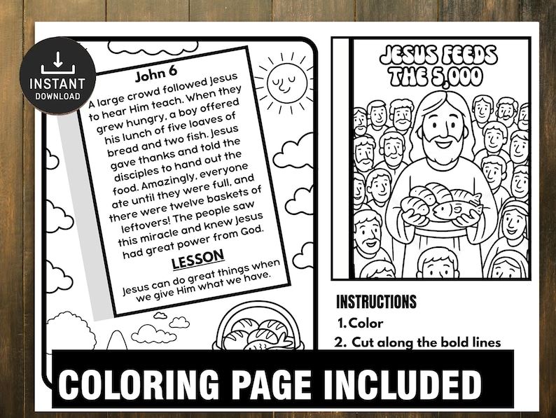 Jesus Feeds 5000 Bible Story Craft, Sunday School Lesson (digital ...