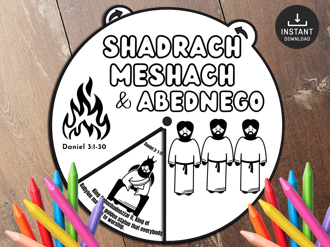 Shadrach, Meshach & Abednego Coloring Wheel, Printable Bible Activity ...