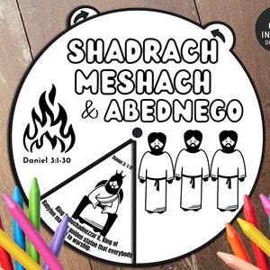Shadrach, Meshach & Abednego Coloring Wheel, Printable Bible Activity ...