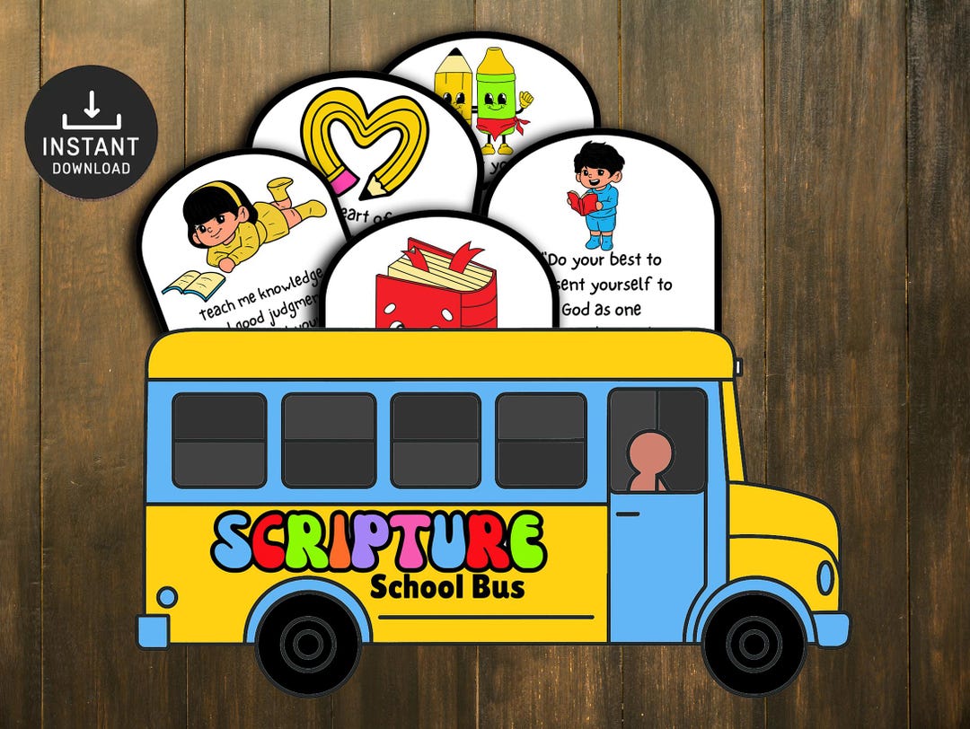 Scripture School Bus Craft: Back to School Bible Activity (PDF Pattern ...