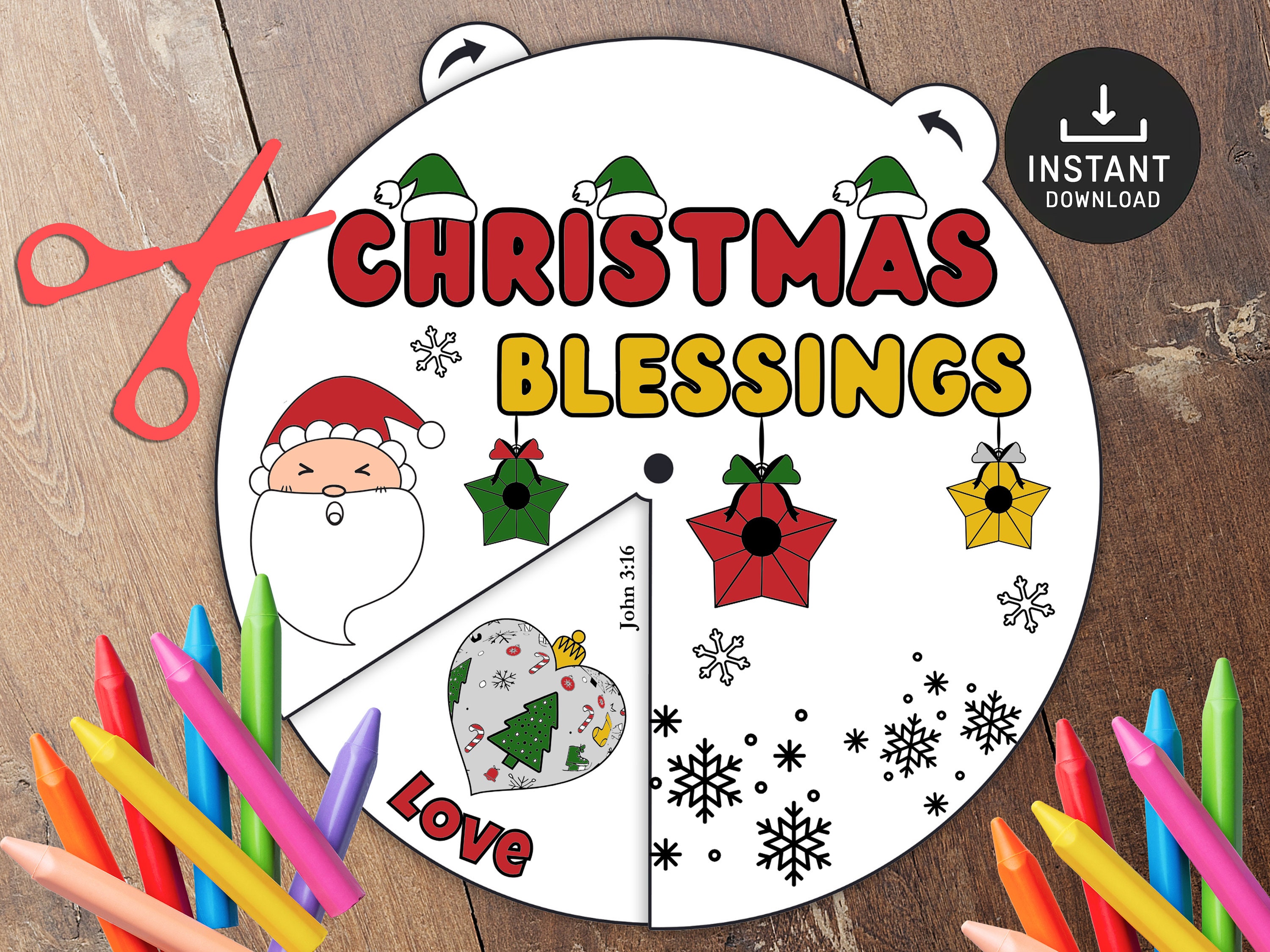 Christmas Blessings Coloring Wheel, Printable Bible Activity ...