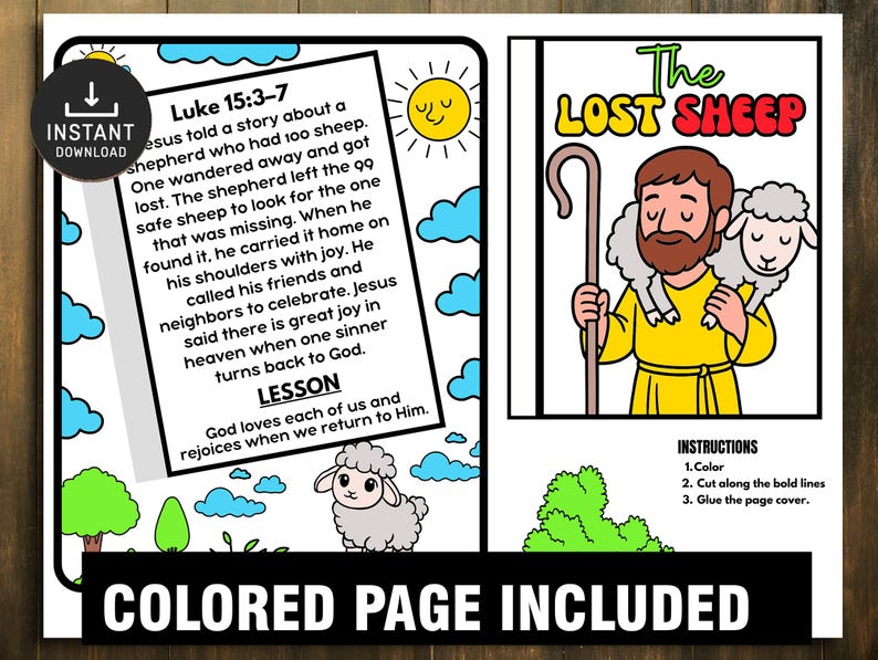Lost Sheep Bible Story Craft, Kids Church Lesson (digital Download) - Etsy