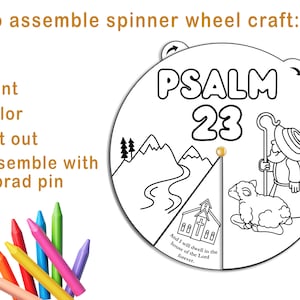 Psalm 23 Coloring Wheel, Printable Bible Activity, Watercolor, Kids ...