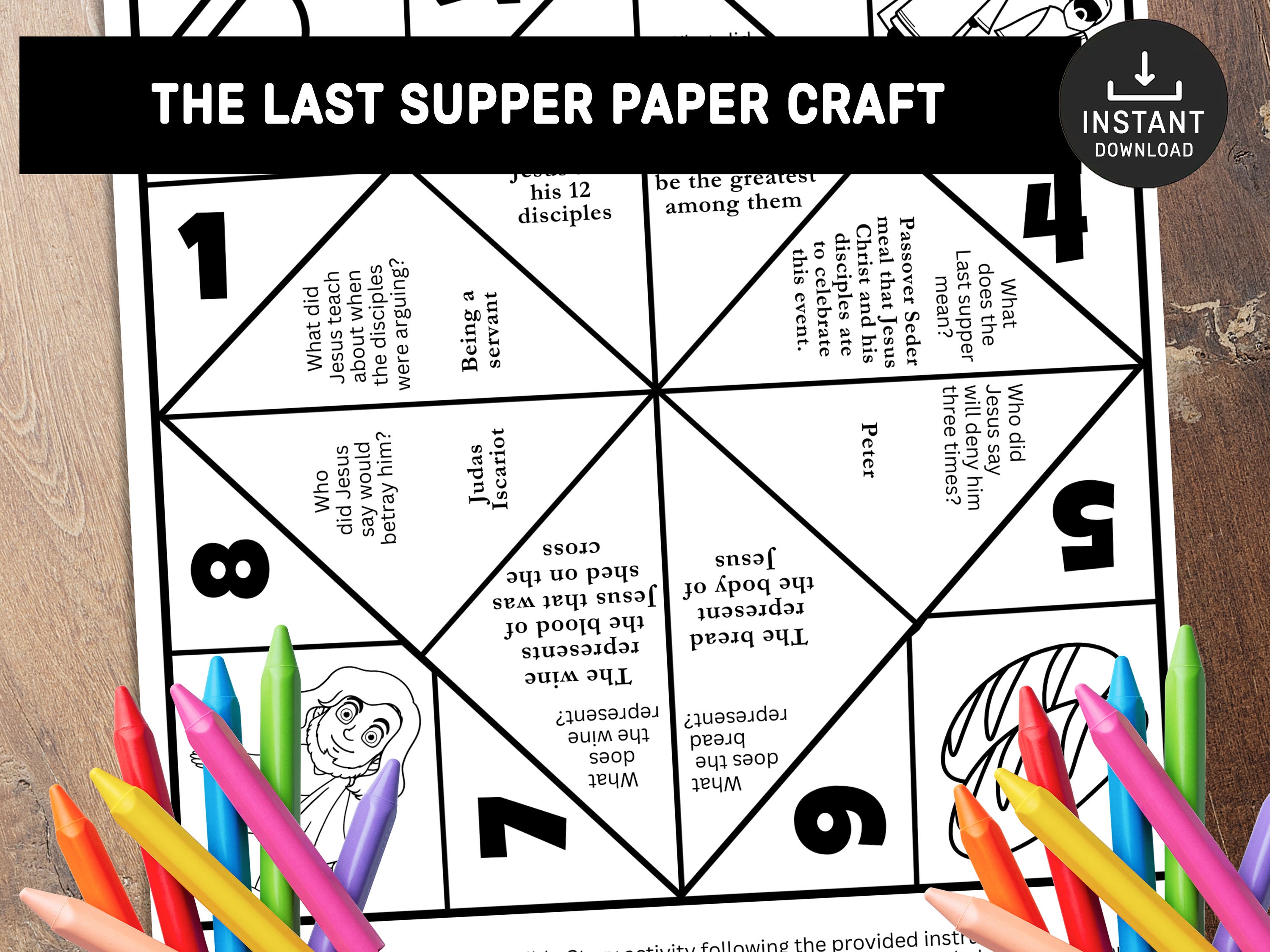 Last Supper Craft, Fortune Teller, Cootie Catcher, Holy Week Printable ...