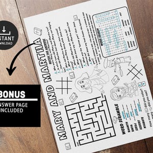 Martha and Mary Activity Placemat, Bible Activity, Sunday School, Bible ...