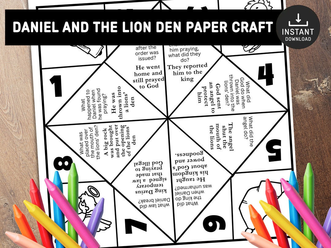 Daniel and the Lions Den Paper Craft, Bible Story Activity, Sunday ...