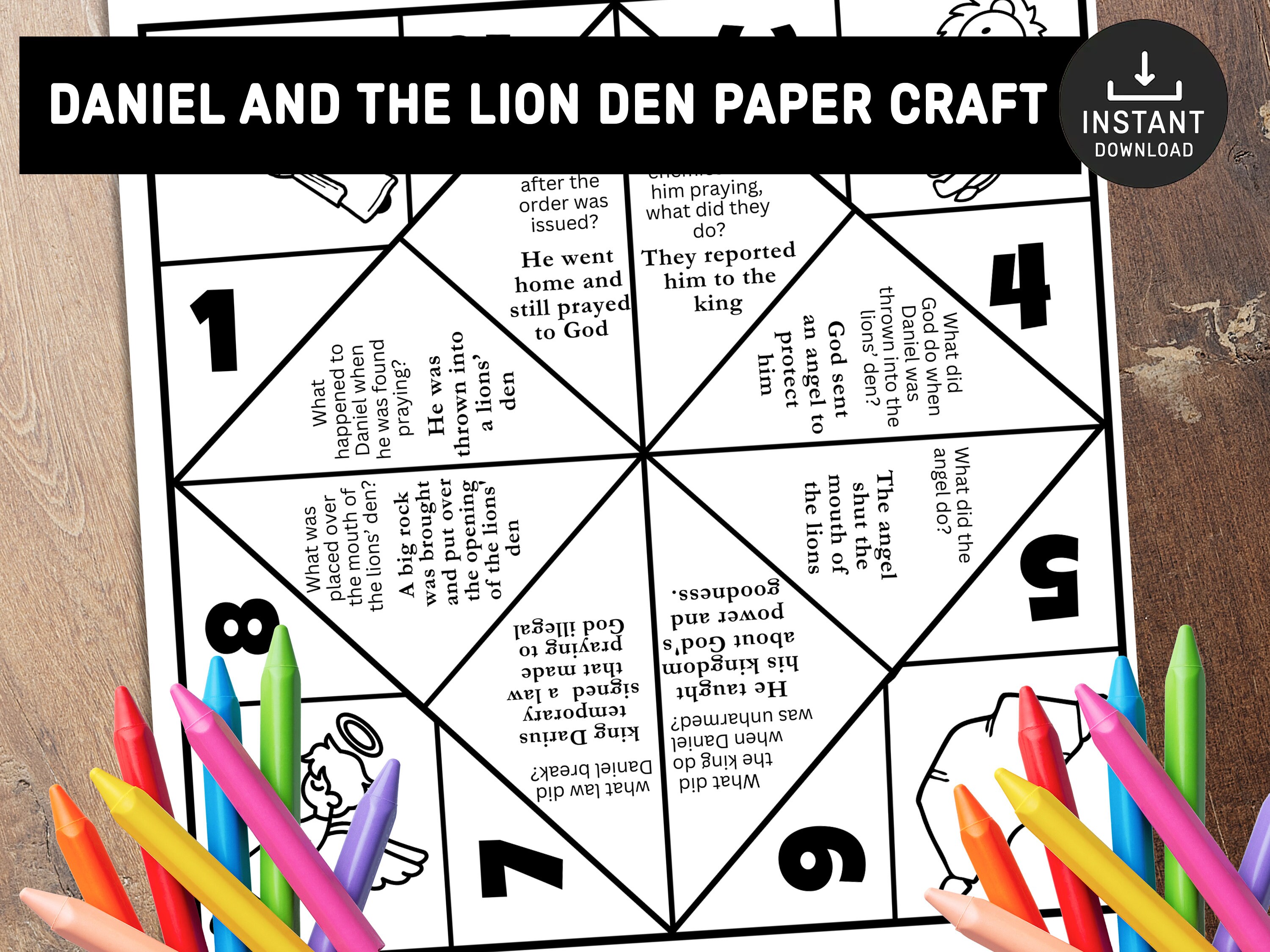 Daniel and the Lions Den Paper Craft, Bible Story Activity, Sunday ...