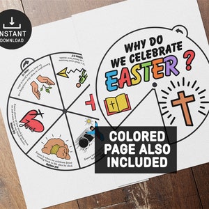 Easter Coloring Wheel, Easter Bible Lesson, Sunday School Craft, Holy ...