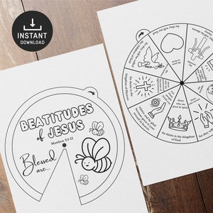 Beatitudes Coloring Wheel Printable Bible Verse Activity - Etsy Canada