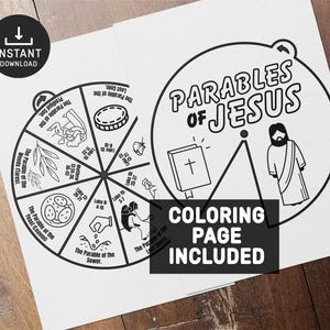 Parables of Jesus Coloring Wheel, Printable Bible Verse Activity, Kids ...