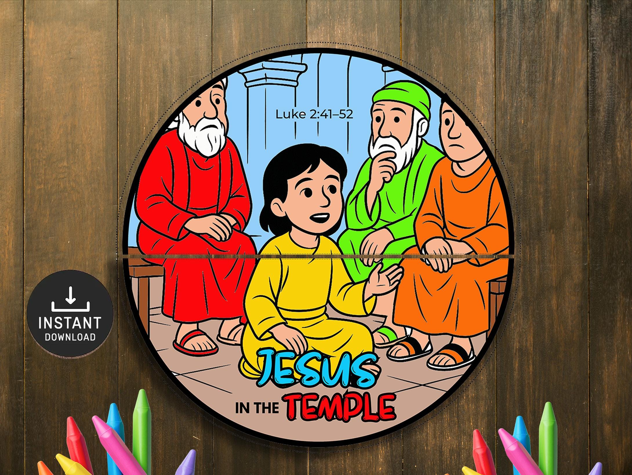 Jesus in the Temple Folding Surprise Bible Story Craft, Luke 2 Bible ...
