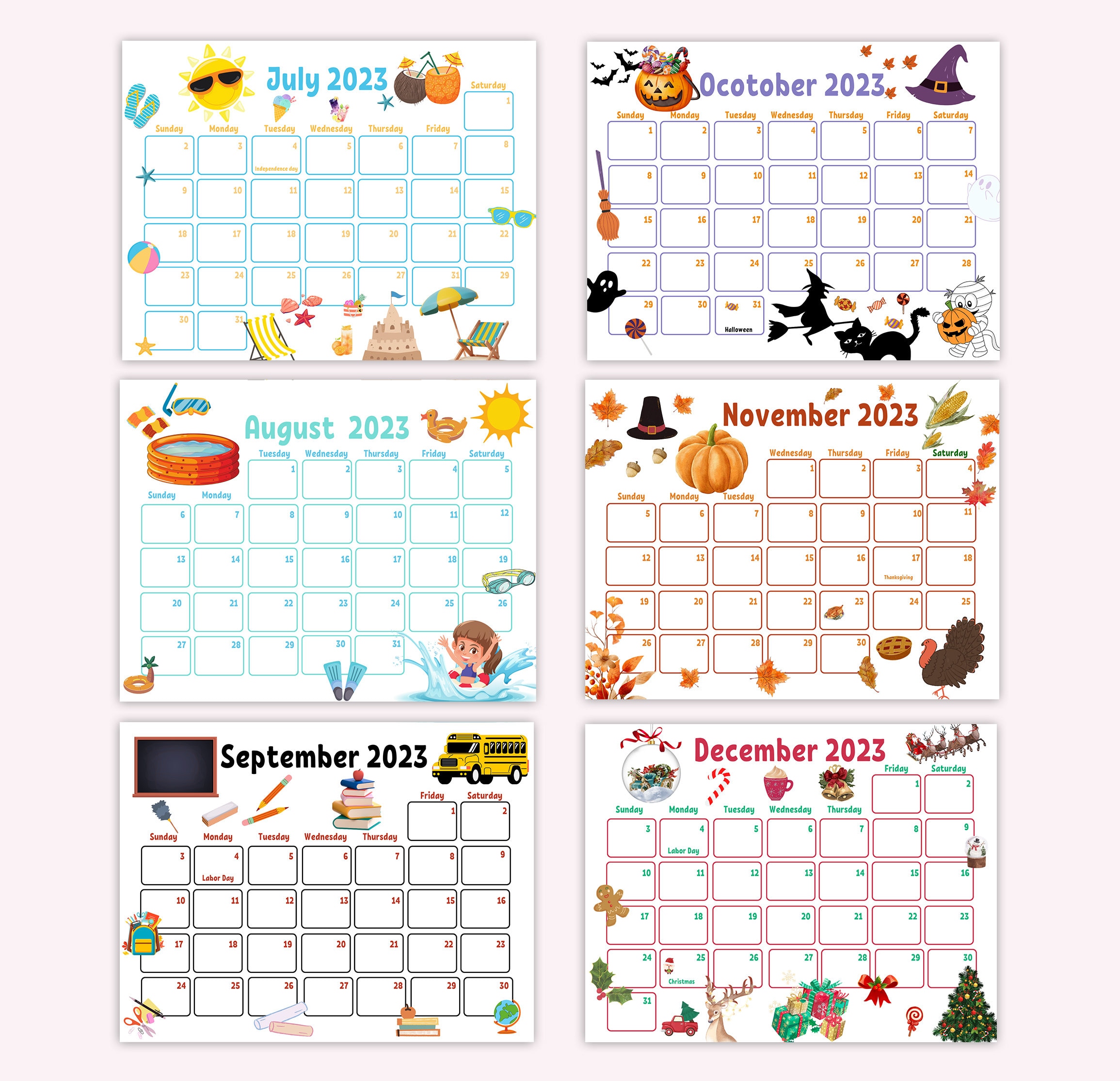 Printable Calendars Printable Kids Calendars 2023 Calendars - Etsy Canada