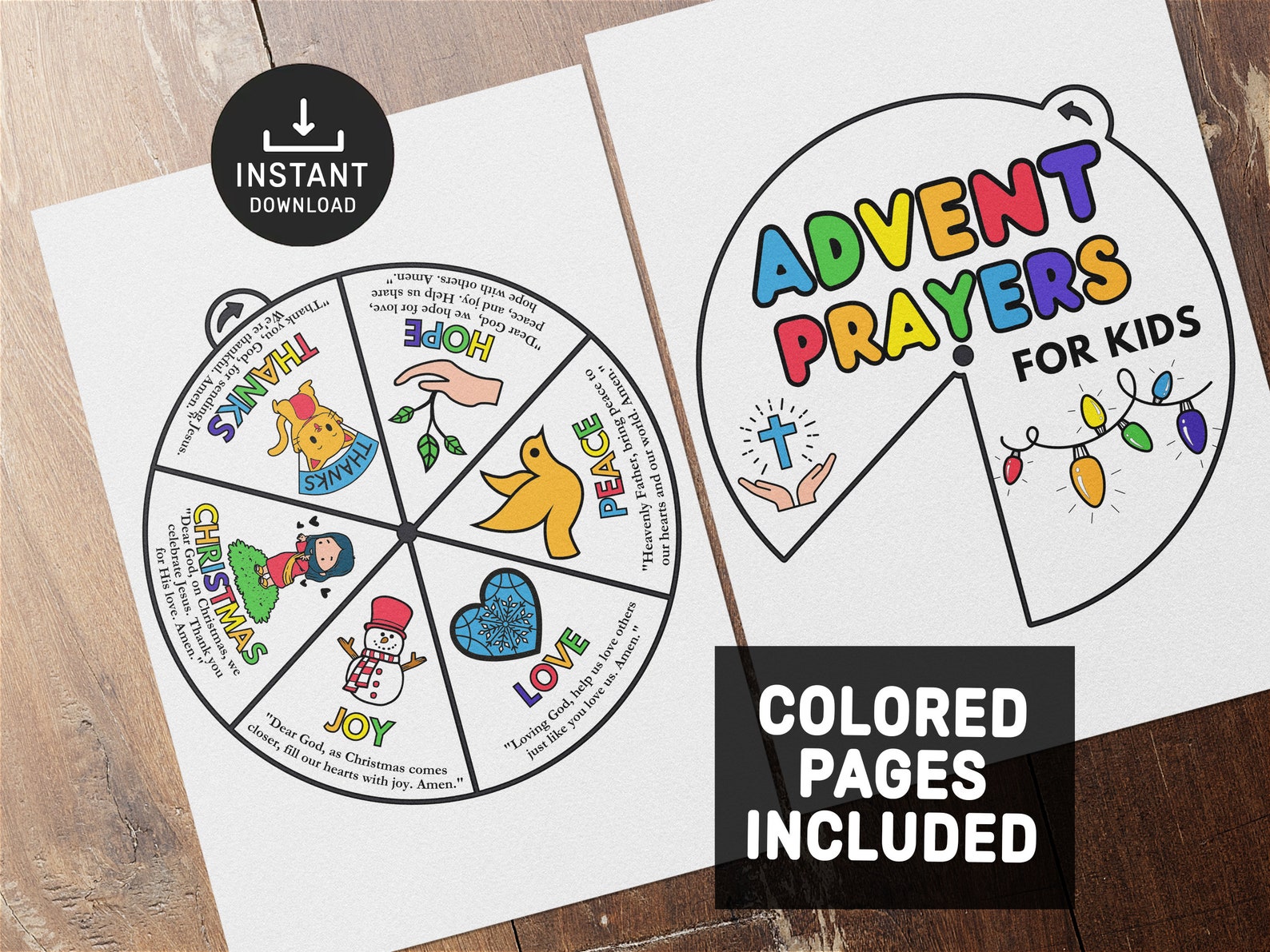 Advent Prayers Coloring Wheel, Bible Activity, Kids Bible Lesson ...