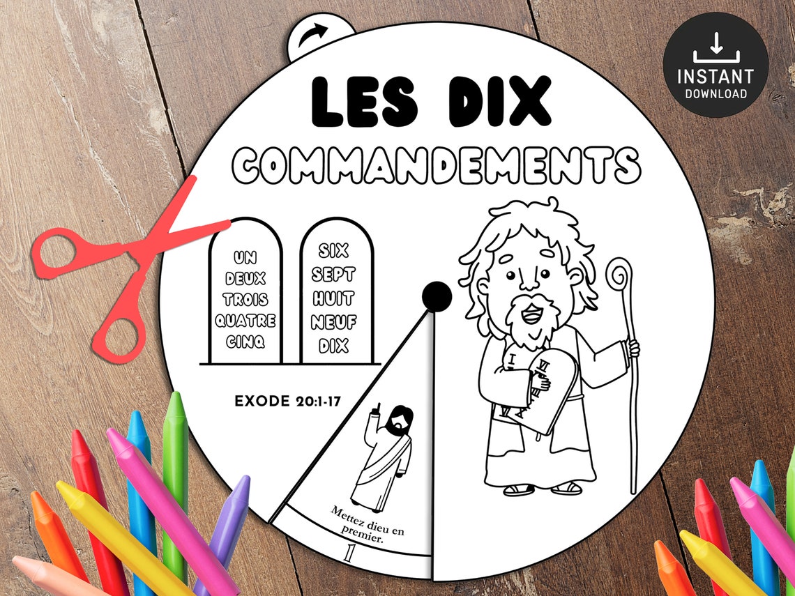 Ten Commandments Coloring Wheel Bible Activity Kids Bible - Etsy