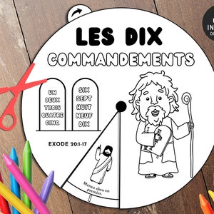 Ten Commandments Coloring Wheel, Bible Activity, Kids Bible Lesson ...