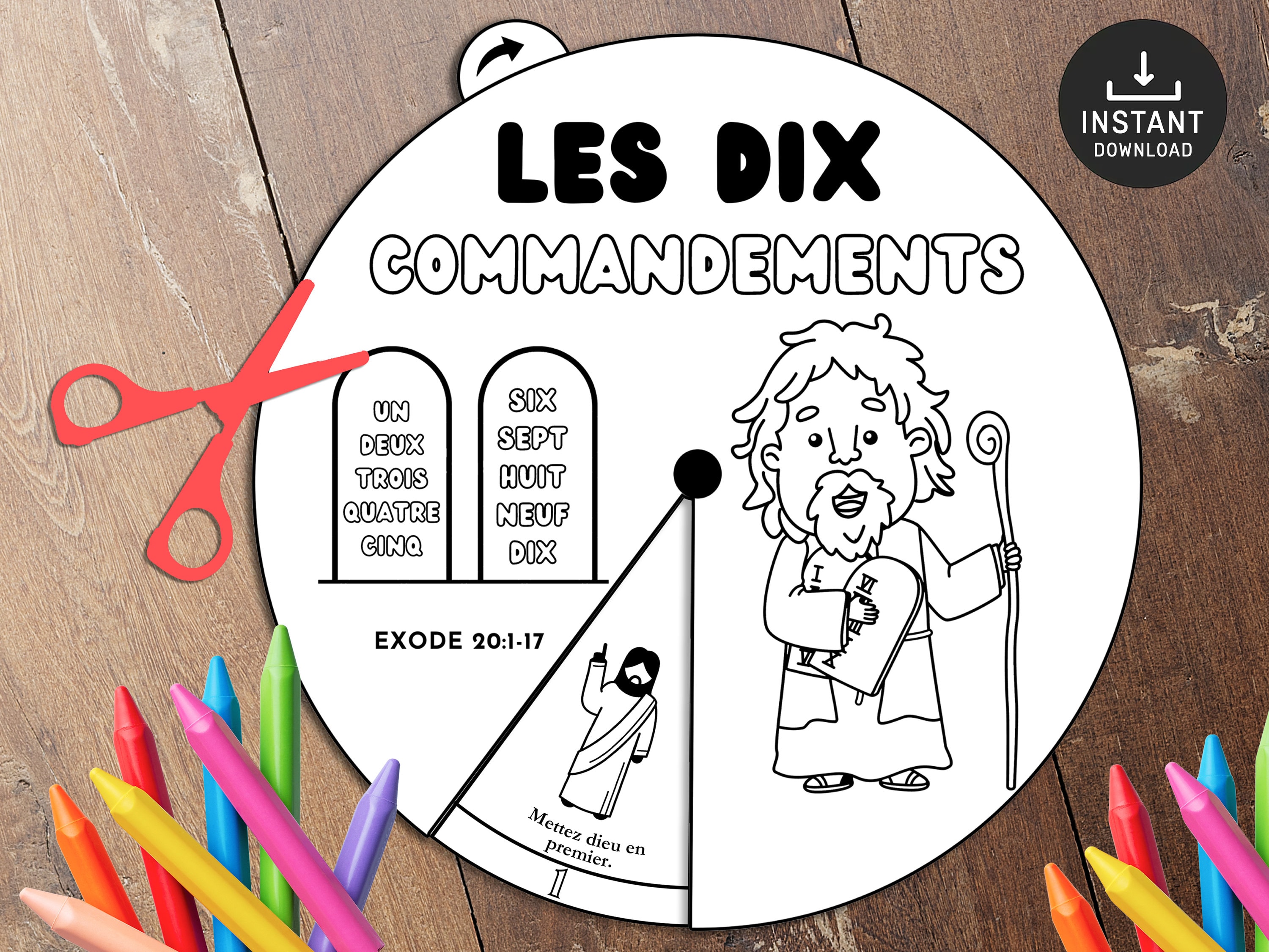 Ten Commandments Coloring Wheel Bible Activity Kids Bible - Etsy