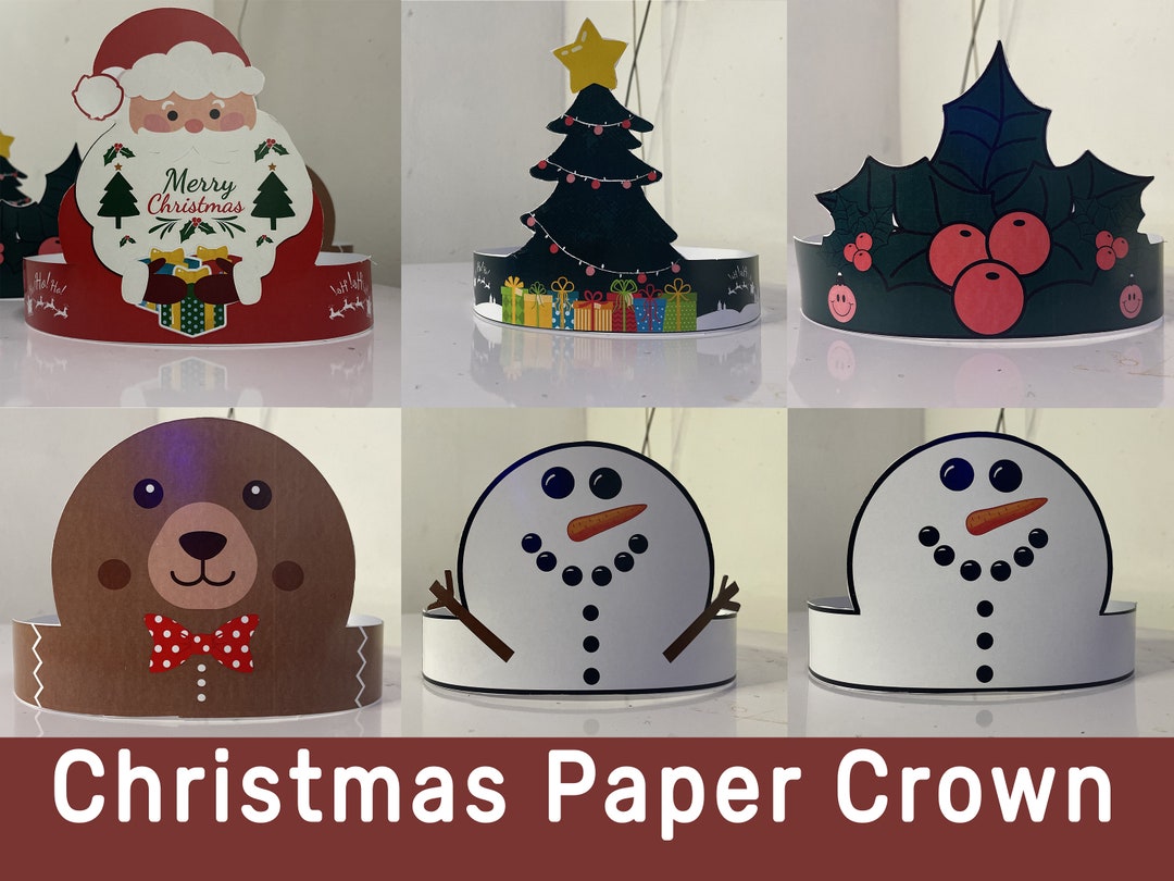 Christmas Paper Crowns Coloring Activity Printable Kids Craft Hats ...