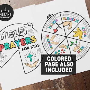 New Year Prayers Coloring Wheel, Bible Activity, Memory Game, Sunday ...