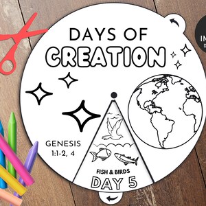Days of Creation Coloring Wheel, Bible Activity, Kids Bible Lesson ...