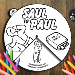 Saul to Paul Coloring Wheel, Printable Bible Activity, Kids Bible ...