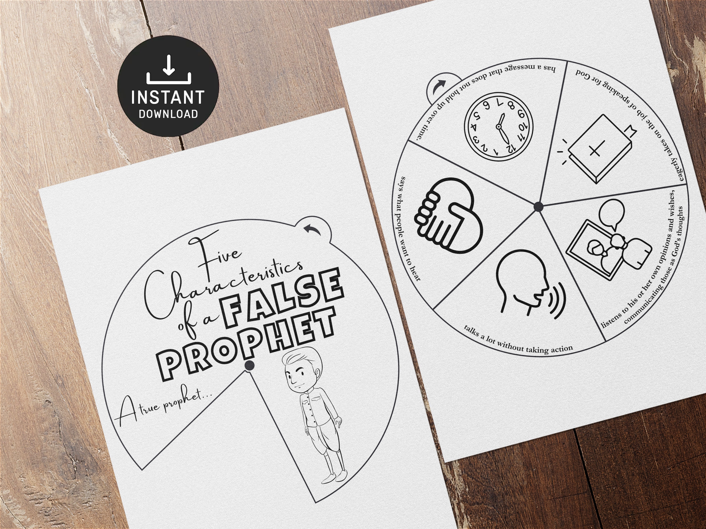 True and False Prophet Coloring Wheel Printable Bible - Etsy