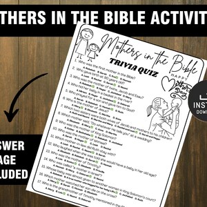 Mothers Day Game, Mom Bible Trivia, Sunday School Quiz, Bible Dads Quiz ...