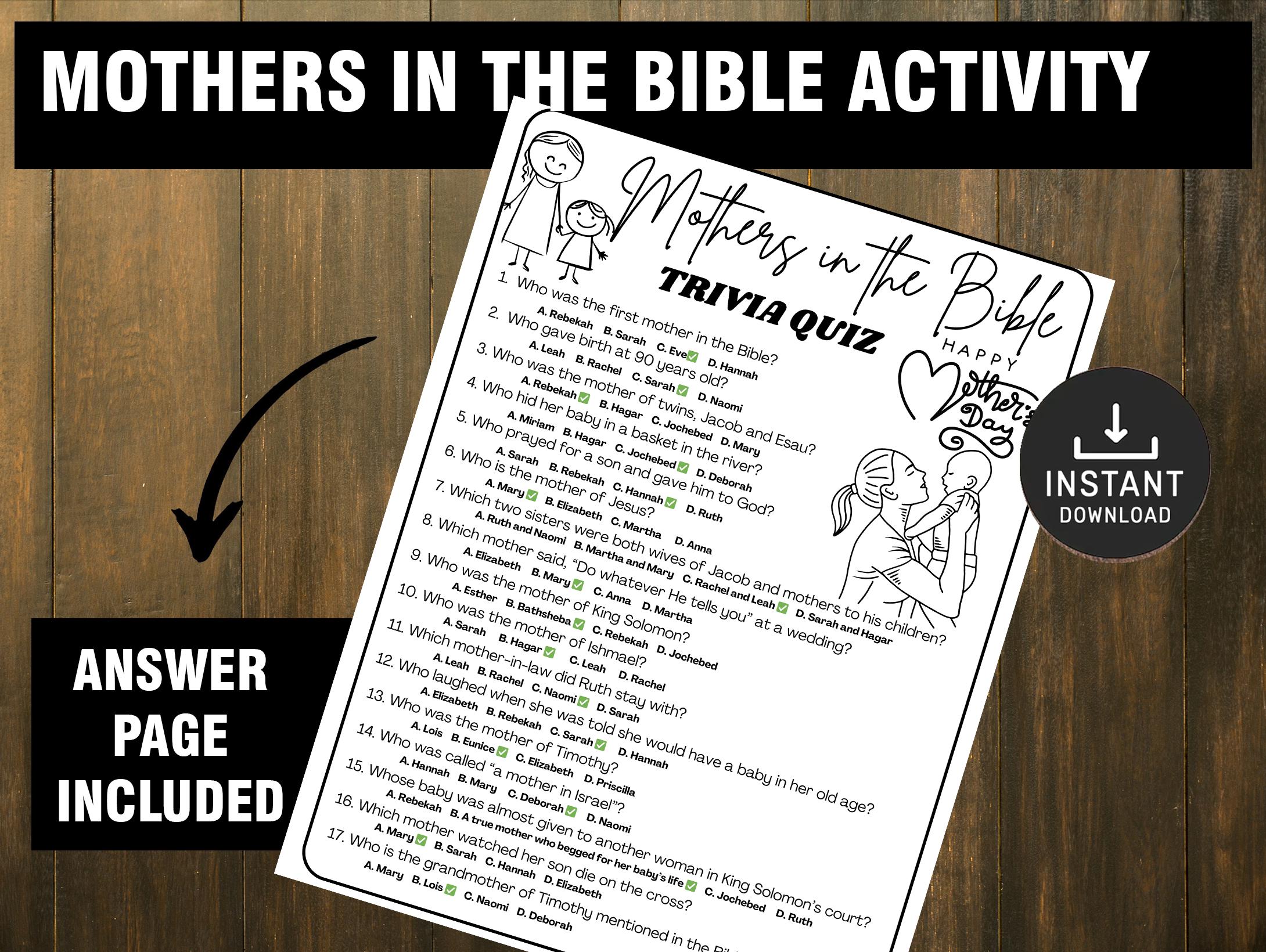 Mothers Day Game, Mom Bible Trivia, Sunday School Quiz, Bible Dads Quiz ...