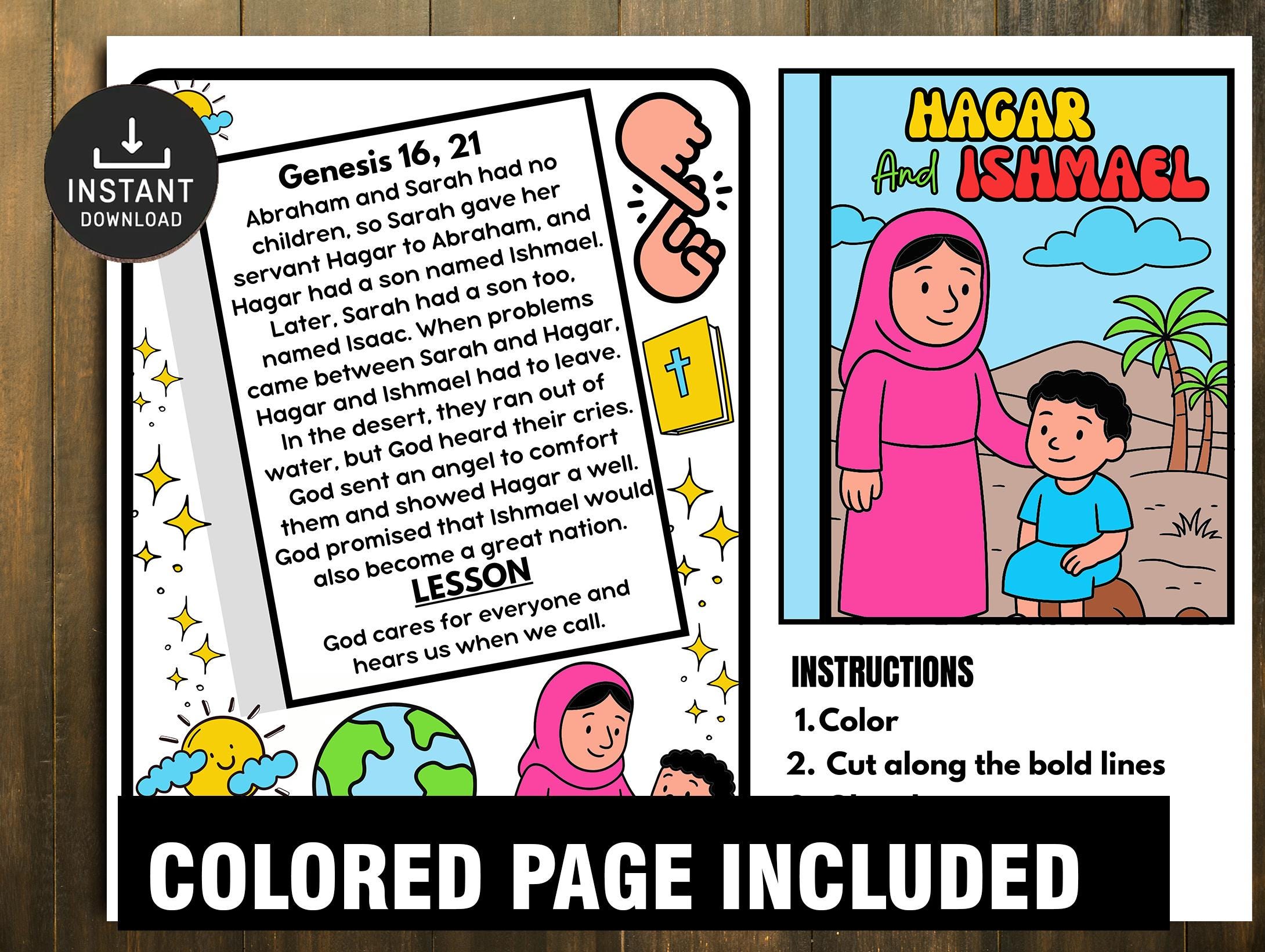 Hagar and Ishmael Bible Story Craft: Sunday School Activity (digital ...