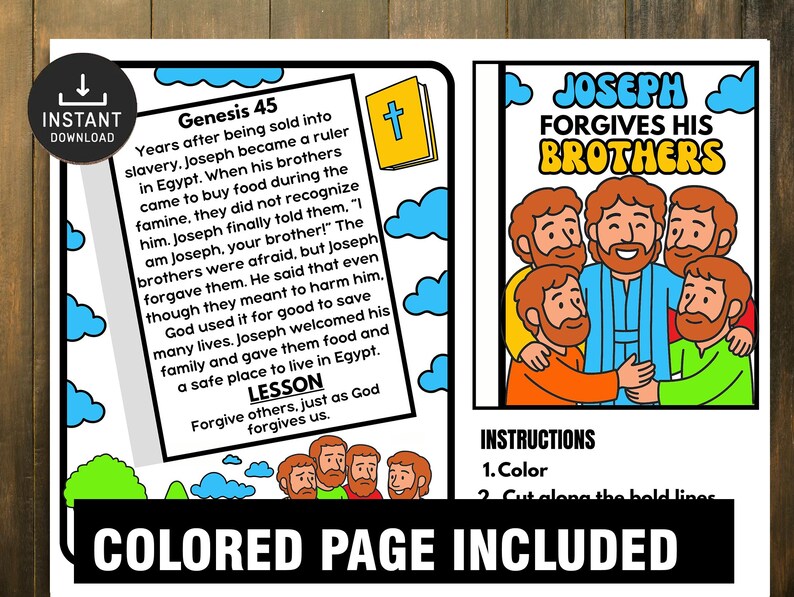 Joseph and His Brothers Mini Book, Bible Lesson, Sunday School, Bible ...