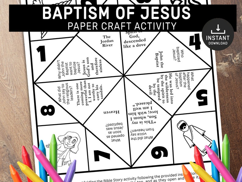 Baptism of Jesus Craft, Jesus Baptized, Fortune Teller, Cootie Catcher ...