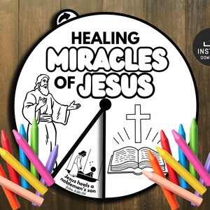 Healing Miracles of Jesus Coloring Wheel, Printable Bible Verse ...